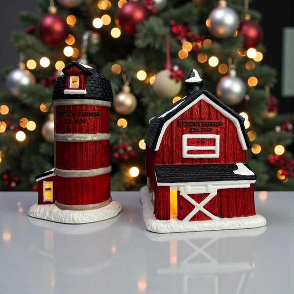 Hickory Farms | Holiday | Hickory Farms Porcelain Lighted Barn Silo ...